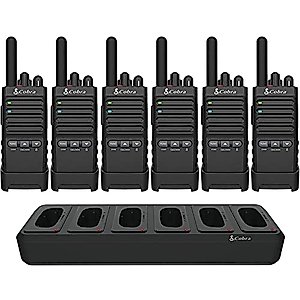Cobra PX650 BCH6 - Professional/Business Walkie Talkies for Adults - Rechargeable, 300,000 sq. ft/25 Floor Range Two-Way Radio Set (6-Pack), Black
