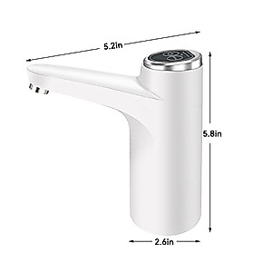 Ausxaron Water Pump for 5 Gallon Bottle, Water Jug Pump, USB Portable Electric Rechargeable Water Bottle Pump Dispenser Drinking Water Pump for Home Camping Office Universal 2-5 Gallon - White