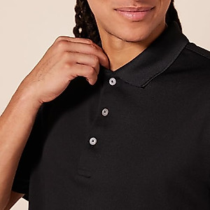 Amazon Essentials Men's Golf Polo Shirt, Quick Dry, Short Sleeve, Black, Large