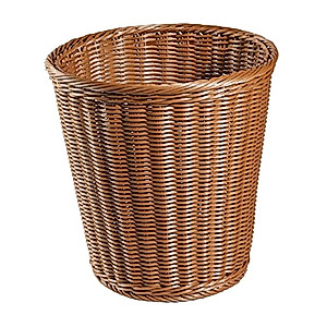 VICASKY 1pc Rattan Trash Can Woven Storage Baskets Seagrass Storage Baskets Decorative Storage Baskets Wicker Garbage Basket Fake Rattan Trash Can Garbage Containers Woven Rubbish Can