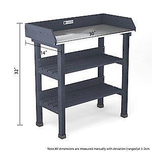Elevens Outdoor Potting Bench Tables with Wheels,Planting Bench Potting Table with Drawer and Hooks for Patio Yard Lawn(Grey)