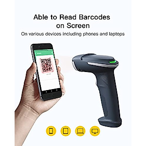 Inateck QR Barcode Scanner, 2D Wireless Barcode Scanner, 3 in 1 Barcode Reader, Screen Scanning, BCST-54 Blue