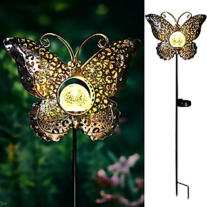 neemor Solar Garden Butterfly Lights Outdoor Stake Lights Metal Solar Powered Garden Lights Decorative Memorial Birthday Gifts for Mom Women Lawn Patio Yard Decor Warm White