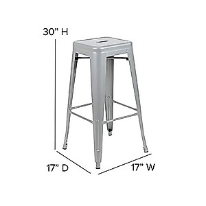 Flash Furniture Lily 30" High Metal Indoor Bar Stool in Silver - Stackable Set of 4