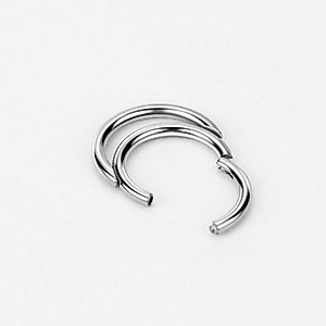 FANSING Surgical Steel Double Crescent Moon Septum Hoop 16g Septum Jewelry 16 Gauge 8mm Septum Rings Clicker Silver Septum Piercing Rings