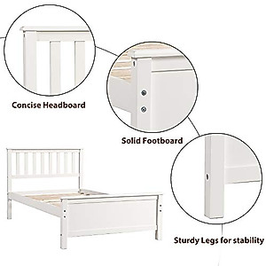 Merax Twin Bed Frame, Platform Bed with Headboard, Footboard and Wood Slat Support, No Box Spring Needed