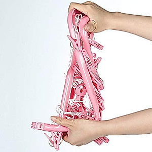 SteelFever Clothes Drying Hanger with 32 Clips, Foldable Hanging Drying Rack for Clothes Underwear Socks (Pink)