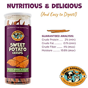 Pack Approved Sweet Potato Dog Treats Made in USA - Single Ingredient Dog Treat - Dehydrated Sweet Potato Fries, Perfect for Dogs of All Breeds and Sizes - 7.5 oz