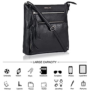 ESTALON Crossbody Bags for Women - Medium Size Crossover Women's Handbags and Purses for College Office Travel (Black)