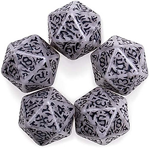 Wiz Dice Battle-Scarred D20 Dice - Jumbo DND Dice Set for Tabletop RPG Adventure Games - 20 Sided Dice, Suitable for Dungeons and Dragons, Magic The Gathering and Dice Games Alike - 25 mm - 5 ct