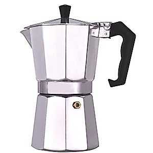MINBAI Aluminum Espresso Coffee Maker Pot for Great Flavored Strong Espresso, Classic Italian Style Moka Pot, Makes Delicious Coffee, Easy to Operate & Quick Cleanup (12 cups)(Silver), XL, (MB-600)