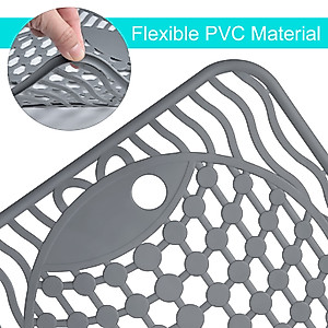 Coopay 2 Pack Kitchen Sink Mat PVC Eco-friendly Kitchen Stainless steel/Porcelain Dish Drying Pad Sink Protector for Bottom of Kitchen Sink, Fish Pattern Design, 11.8 x 11.8 Inches (Gray)