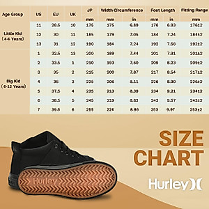 Hurley Roddy Kids High Top Skateboard Sneakers, Black Sports Shoes for Boys and Girls, Sneakers for Toddlers and Children