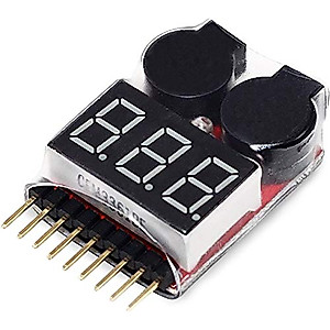 5PCS 2in1 1-8s Lipo Battery Voltage Tester,RC Low Voltage Buzzer Alarm,Battery Monitor Checker Tester for 1-8s Lipo/Li-ion/LiMn/Li-Fe