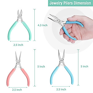 WORKPRO Jewelry Pliers Set, 3 Pack Jewelry Making Tool Kit Includes Mini Needle Nose Pliers/Chain Nose Pliers, Round Nose Pliers and Wire Cutter for Jewelry Repair, DIY Crafts, Jewelry Making Supplies