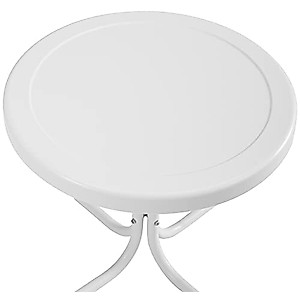 Crosley Furniture KO10019WH Bates 3-Piece Retro Metal Outdoor Seating Set with Side Table and 2 Chairs, White Gloss and White Satin