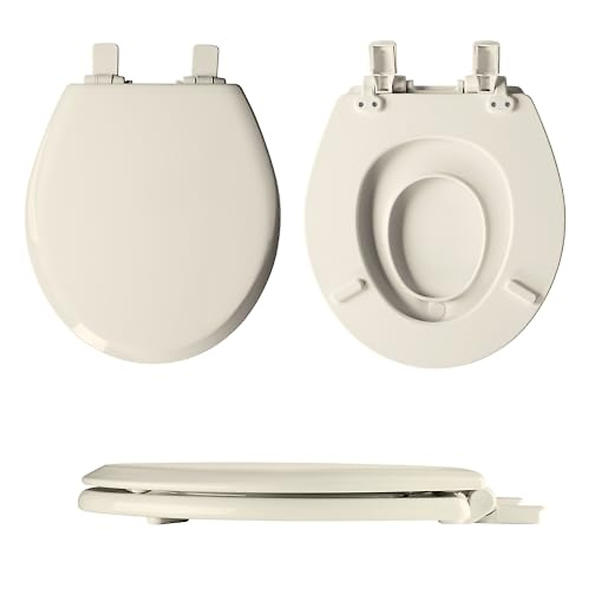 Mayfair NextStep2 Toilet Seat with Built-In Toddler Potty Training Seat, Slow Close, Easy Clean, Magnetic Removable Kids Seat, ROUND, Biscuit