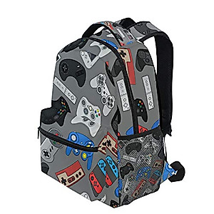 Custom School Boys Girls Video Game Controller Gadgets durable Patterned Polyester Backpack Unisex Laptop Waterproof School Bag