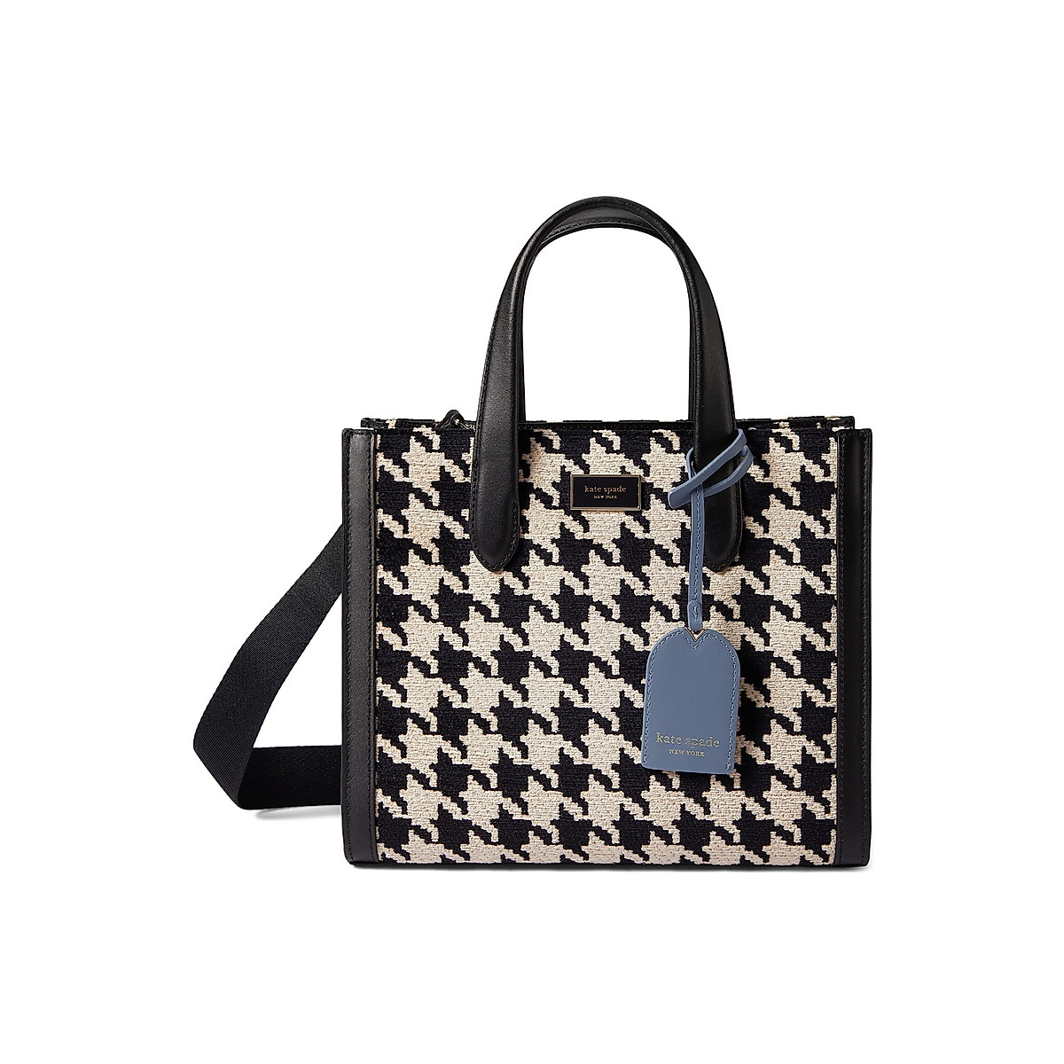 Kate Spade New York Manhattan Houndstooth Chenille Fabric Mini Tote Black Multi One Size