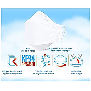 [5 Pack] (Age 2 to 4) You & I White KF94 Certified Kids Face Mask 4-Layers Premium Filters (Made in Korea)