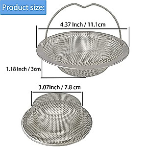 YouOKLight Kitchen Sink Strainer, Sink Drain Strainer, Kitchen Sink Stopper, Sink Strainer, Kitchen Sink Strainer Stainless Steel, 4.4" Diameter with Handle for Home, Kitchen, Bathroom. 2 pcs