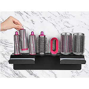 EUTRKei Storage Holder for Dyson Airwrap Curling Iron Accessories Wall Mounted, Metal Organizor Rack, Attachments Bracket Rack for Bedroom Bothroom, Black