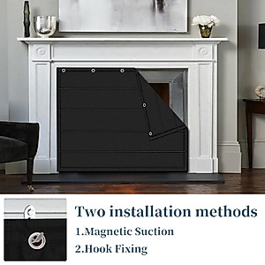 Fireplace Cover for Heat Loss,Fireplace Draft Stopper Fireplace Blanket Save Energy, Fireplace Draft Blocker with Built-in 4 Magnet and Hooks for Iron Fireplace Frame Fireplace Screen (39" x 32")