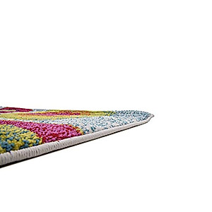 Unique Loom Lyon Collection Colorful Modern Abstract Floral Area Rug, 4 x 6 Feet, Blue/Yellow
