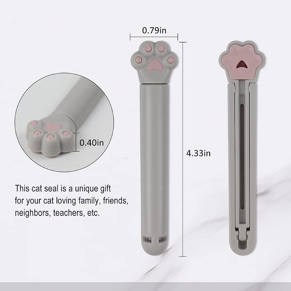 Ctpeng Cute Bag Sealer,Reusable Cat Chip Clips for Keeping Crisp,Bag Clip for Bread Snack Chips Sugar,Airtight Seal on Food Storage Bags(Paw,6PCS)