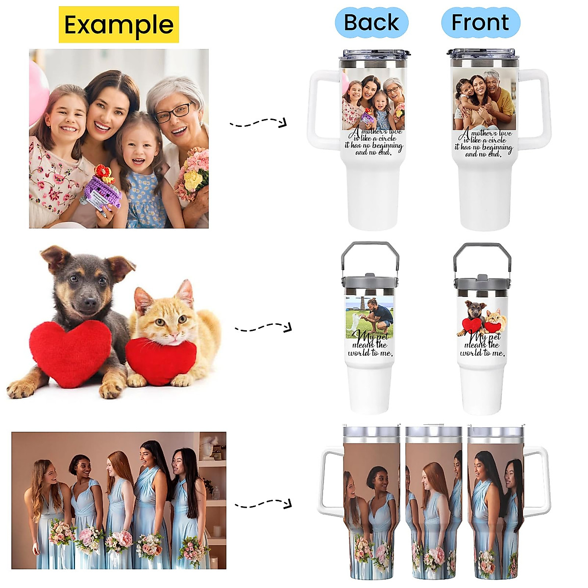 Personalized Tumbler with Handle|Custom Coffee Tumbler with Lid and Straw|Design Your Own Text/Photo Car Cup Holder|Stainless Steel Cup for Gym/Work/Travel Mug Gift for Women&Men(40oz)