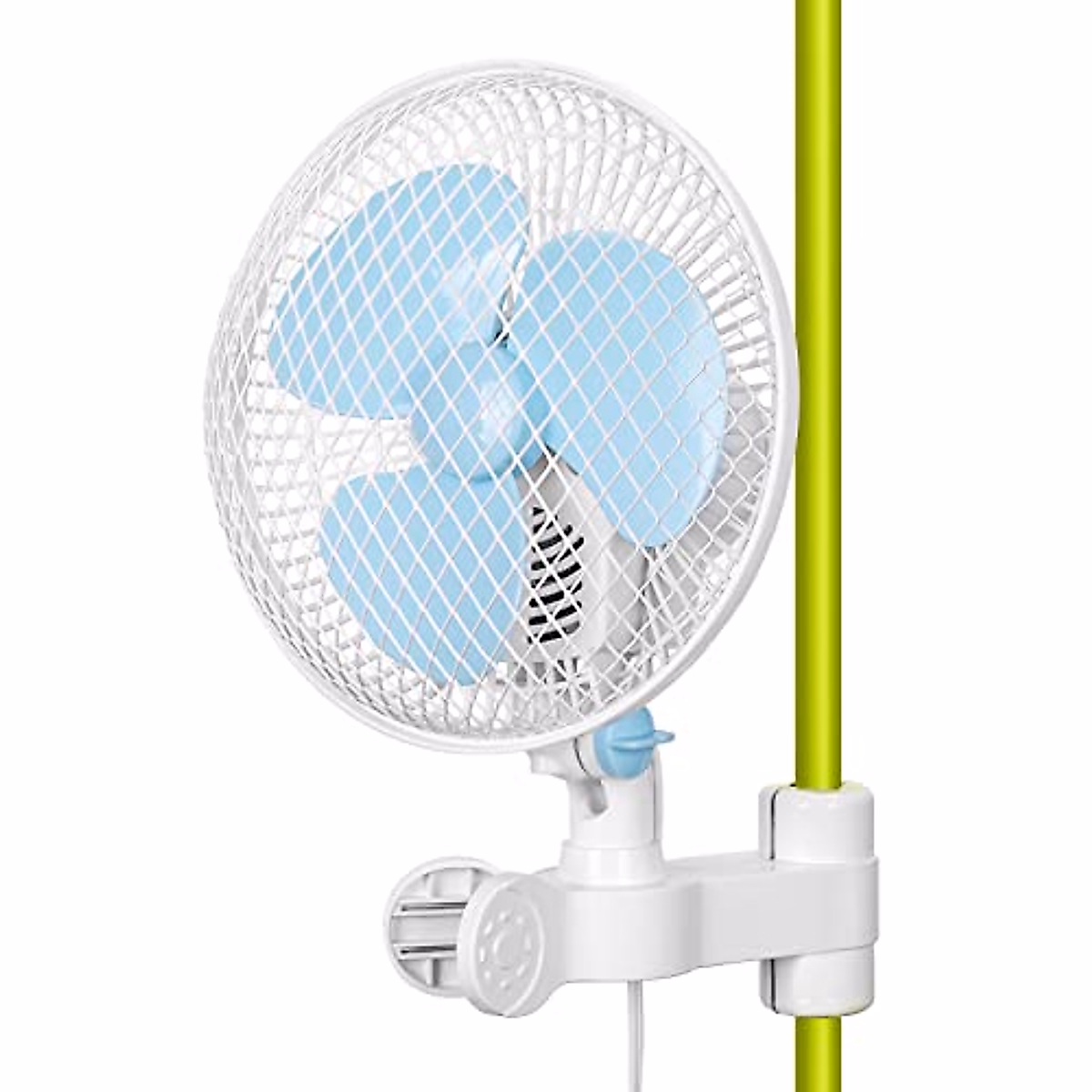 blessny 6 Inch Oscillating Grow Tent Clip on Fan for Pole Mount 0.6-1 inch, 8 Ft Long cord Small growing Monkey Fan Oscillation for Hydroponic, 20W 2-Speed Super quiet with Heavy duty Clamp