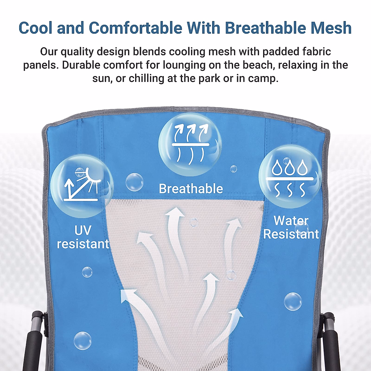 AsterOutdoor Low Sling Beach Chair Folding Lightweight Mesh Back Sand Chair for Camping Outdoor Lawn, Carry Bag Included, Supports 250lbs (2 Count)