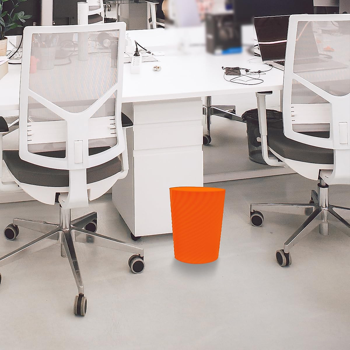 DAJITRE 1.8 Gallon Small Trash Can Wastebasket Recycling Bin Slim Profile for Compact Spaces Bathroom, Office, Bedroom, Kitchen (1.8 Gallon, Orange)