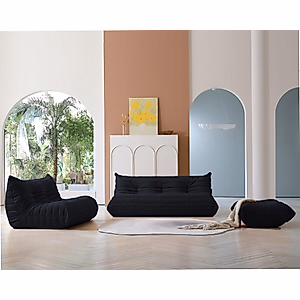 MGH Lazy Floor Sofa, Fireside Chair,Teddy Velvet Sofa Bean Bag Couch, Lounge Togo Lazy Floor Sofa, Accent Chair for Living Room Corner Chair Bedroom Salon Office-2 Seater