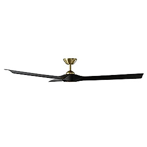 Modern Forms Torque Indoor and Outdoor 3-Blade 70in Smart Ceiling Fan in Soft Brass Matte Black with Remote Control Compatible with Alexa and iOS or Android App