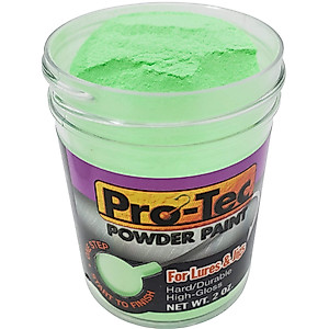 Pro-Tec Jigs and Lures Powder Paint, Jig Head Fishing Paint, Fishing Lure Paint (Glow Bright Green)