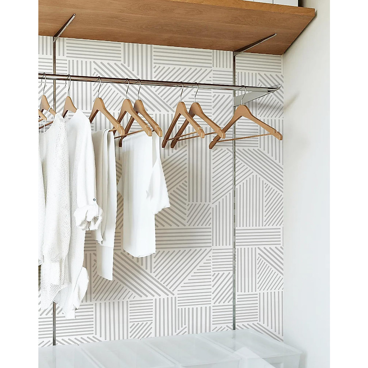 Tomete Gray and White Wallpaper Geometric Wallpaper Peel and Stick Wallpaper Boho Modern Geometric Contact Paper for Cabinets Removable Line Bathroom Wallpaper Waterproof Self-Adhesive17.3”×393”