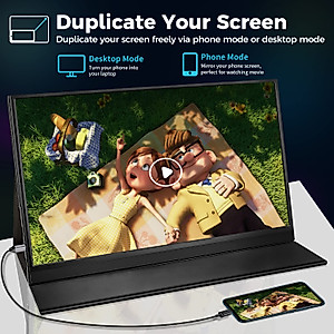 HAMTYSAN Portable Monitor, 15.6'' FHD 1080P Portable Laptop Monitor USB C HDMI Second External Monitor for Laptop, Desktop, Tablet, Phones, PS4/5, Xbox, Switch, Dual Speaker with Protective Case