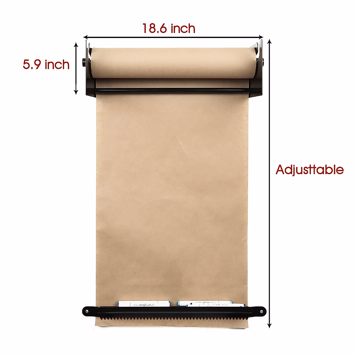 Fitous 18" Kraft Paper Dispenser Wall Mount，Butcher Paper Dispenser，Paper Roll Cutter to Do Lists,Ideal for Home,Office Wall Paper Holder with Serrated Edge Cut Bar-Black