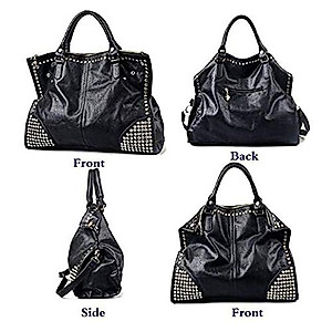 Cayla Women Tote Handbag shinestone Ladies Purse Crossbody Shoulder Bag top handle Hobo Satchel bag, Black, Large