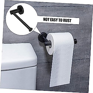 Uonlytech 6 pcs Hand Rack Towel Hanger and Cabinet with Hook Wall Paper Rod Wall-Mounted Rustic Supplies Black Holder Tissue Steel Toilet Practical Hardware Storage Dispenser