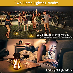 Tesoorda LED Flame Speaker, Portable Waterproof Bluetooth Wireless Speaker for Indoor/Outdoor, LED Flame Effect Speaker with Stereo Sound, Led Table Lanterns/Lamp for Patio,Garden,Camping (1 Pack