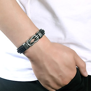 oos to My Son/Grandson/Daughter Braided Leather Bracelet, Forever Linked Together Handmade Leather Knot Wristband Cuff Bracelet, Men Woman Inspirational Birthday Gift from Mom (love my Daughter)