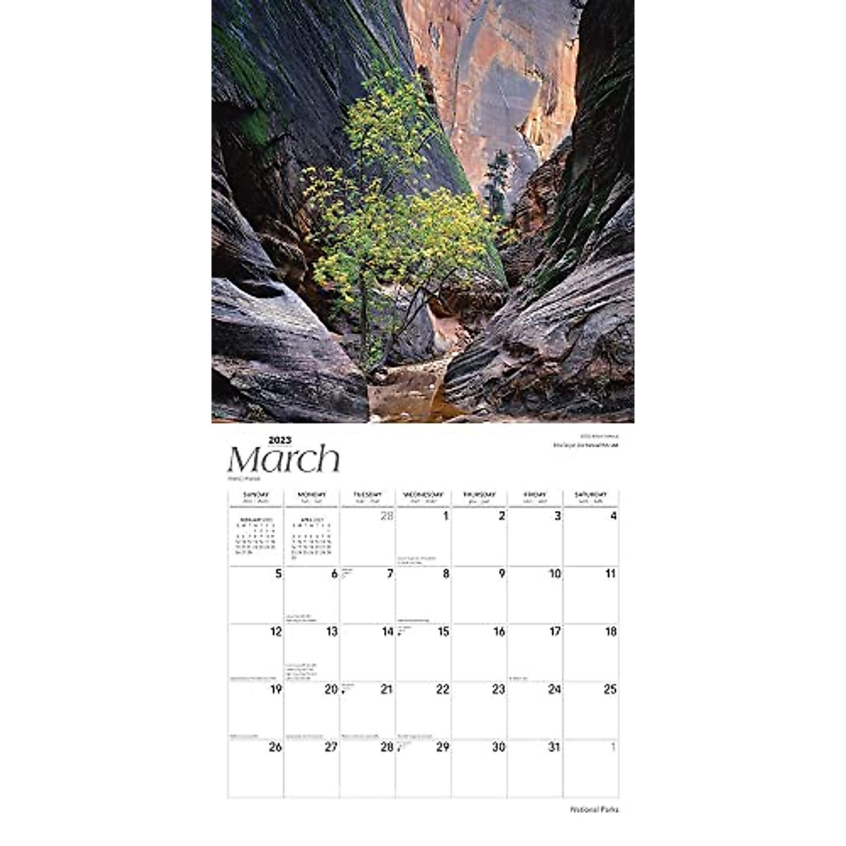 National Parks | 2023 12 x 24 Inch Monthly Square Wall Calendar | Foil Stamped Cover | BrownTrout | Scenic Yosemite Yellowstone Nature