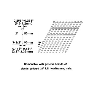 NuMax SFR2190 Pneumatic 21 Degree 3-1/2" Framing Nailer