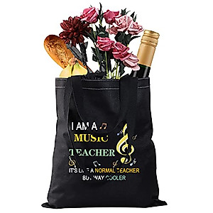 CMNIM Music Teacher Gifts Tote Bag Thank You Gifts for Music Teachers Appreciation Gifts for Piano Violin Guitar Teacher Bag (Music Teacher Tote Bag)