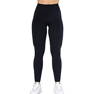 AUROLA Dream Collection Workout Leggings for Women High Waist Seamless Scrunch Athletic Running Gym Fitness Active Pants Dark Black L