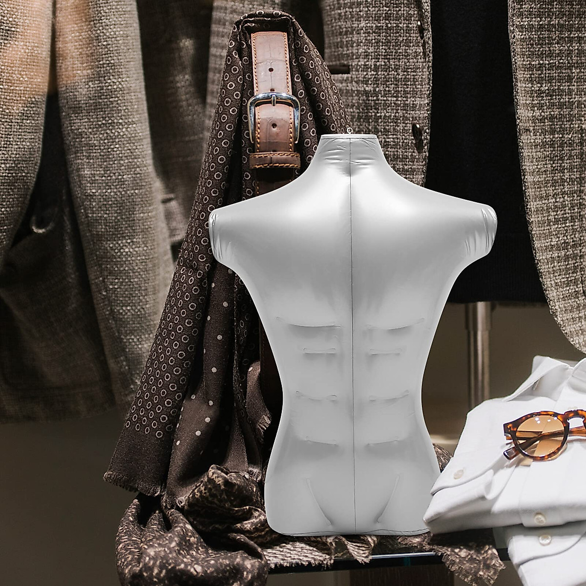 Inflatable Male Mannequin Half Body Torso Shirt Form Display Model Sewing Dress Form for Clothes Display Dressmaker Mannequin