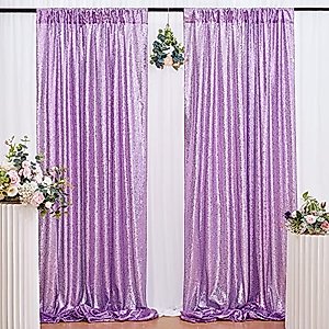 Backdrop Curtains Shimmer Backdrop 2ftx8ft Lavender Curtains 2 Packs Backdrop for Birthday Party Glitter Curtains Backdrop Decorations