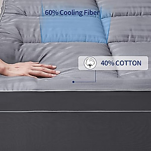 Topmiss Mattress Topper Queen for Hot Sleepers,Ultra Soft and Breathable Cooling Mattress Pad,Natural Soybean Fibre Overfilled Plush Pillow Top with 8-21 Inch Mattress Protector Pocket 60''x80''